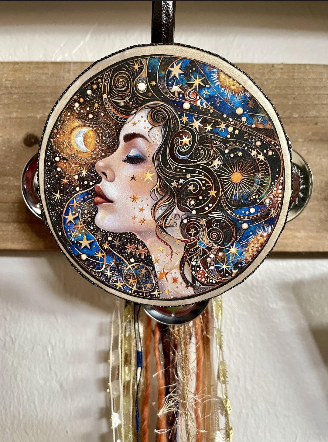 Charmed Celestial Goddess Tambourine and Ribbon Wall Accent, Bodhi Home ...