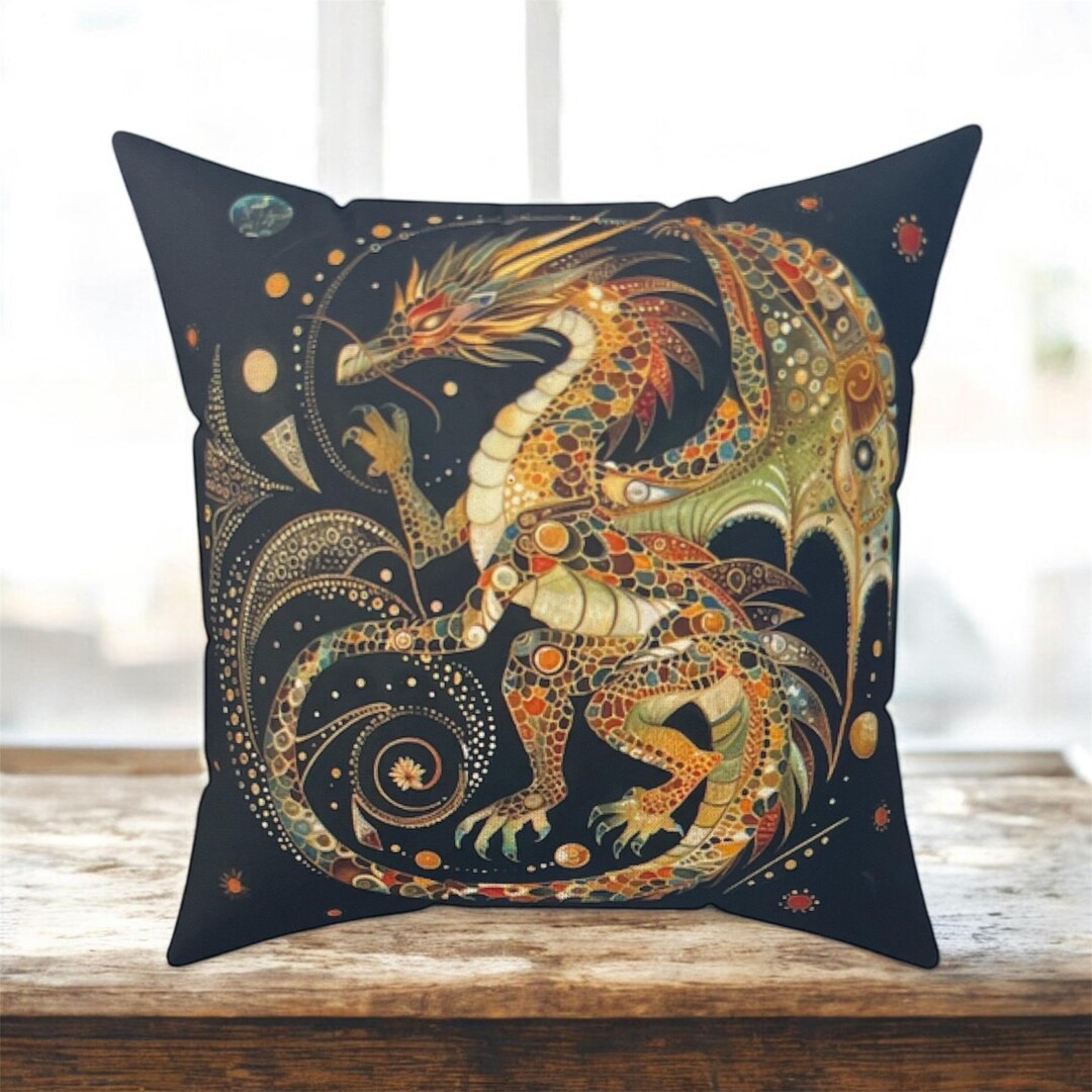 Faux Suede Dragon Pillow: Fantasy Art Throw Cushion - Etsy