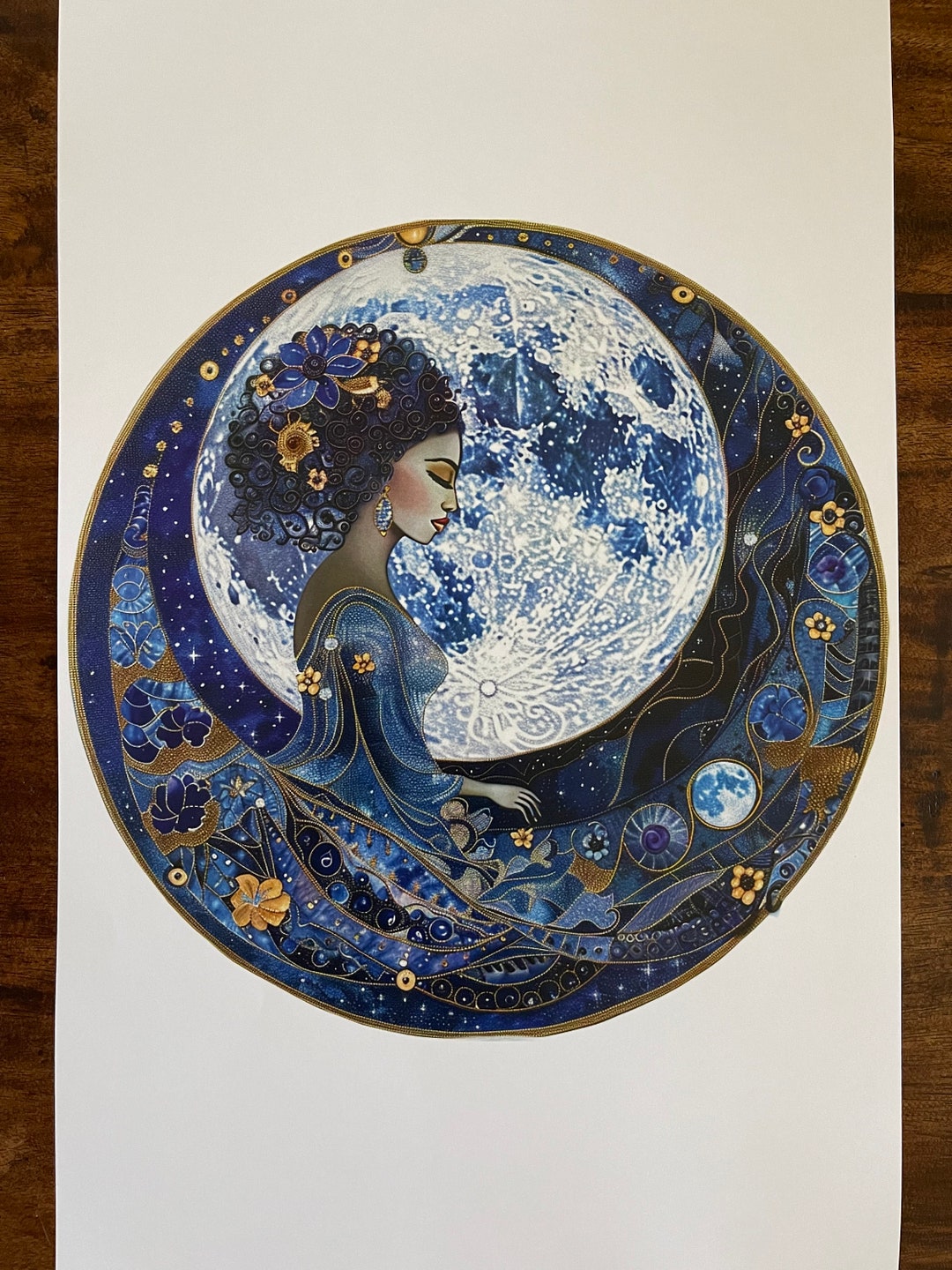 DIY Original Artwork Goddess Print, Frame, Decoupage, Blue Moon Goddess ...