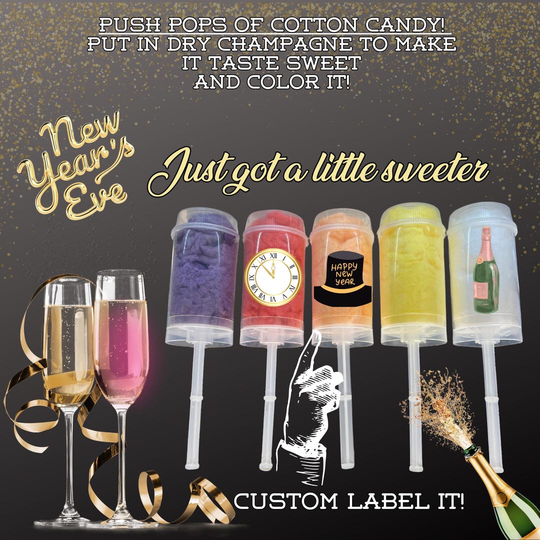 10 PUSH POP Cotton Candy Perfect for New Years Eve Party Favor New ...