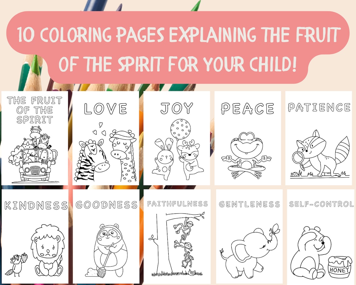 Fruits of the Spirit Colouring Worksheets Digital English - Etsy