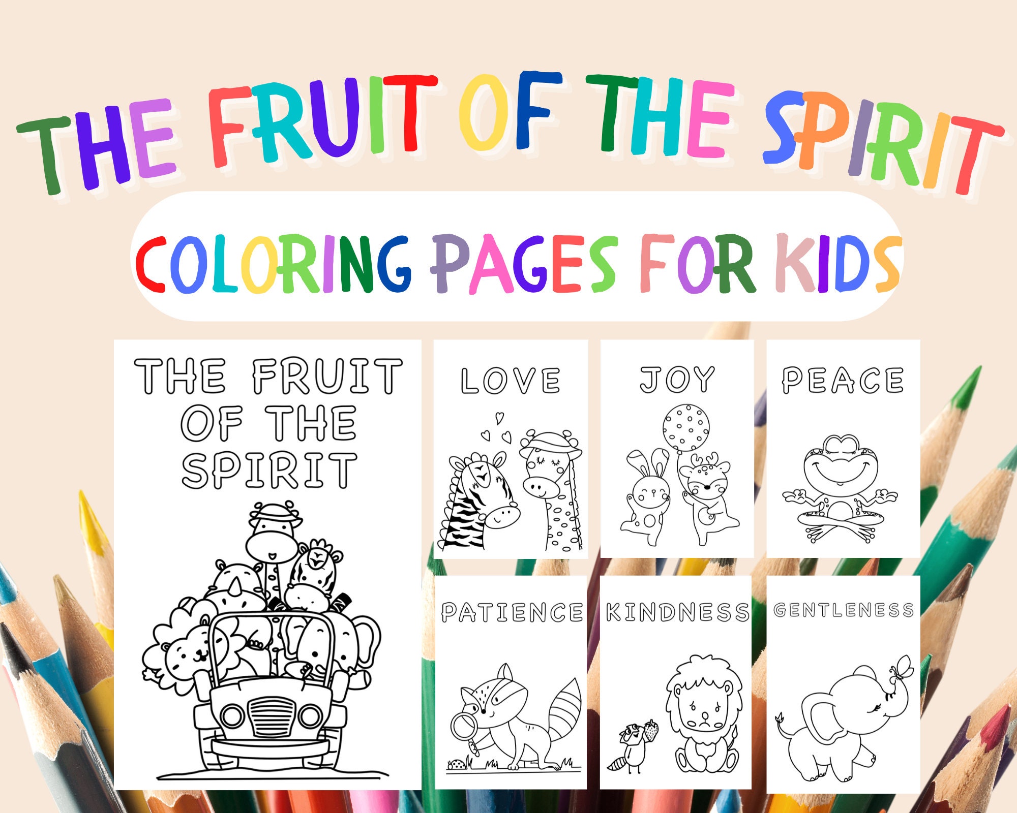 Fruits of the Spirit Colouring Worksheets Digital English - Etsy
