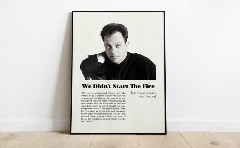 Billy Joel We Didn't Start the Fire Poster Music Poster Minimalist ...
