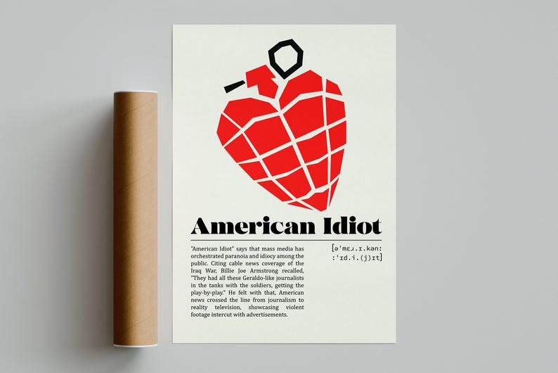 Green Day American Idiot Poster Minimalist Music Poster Vintage Retro ...