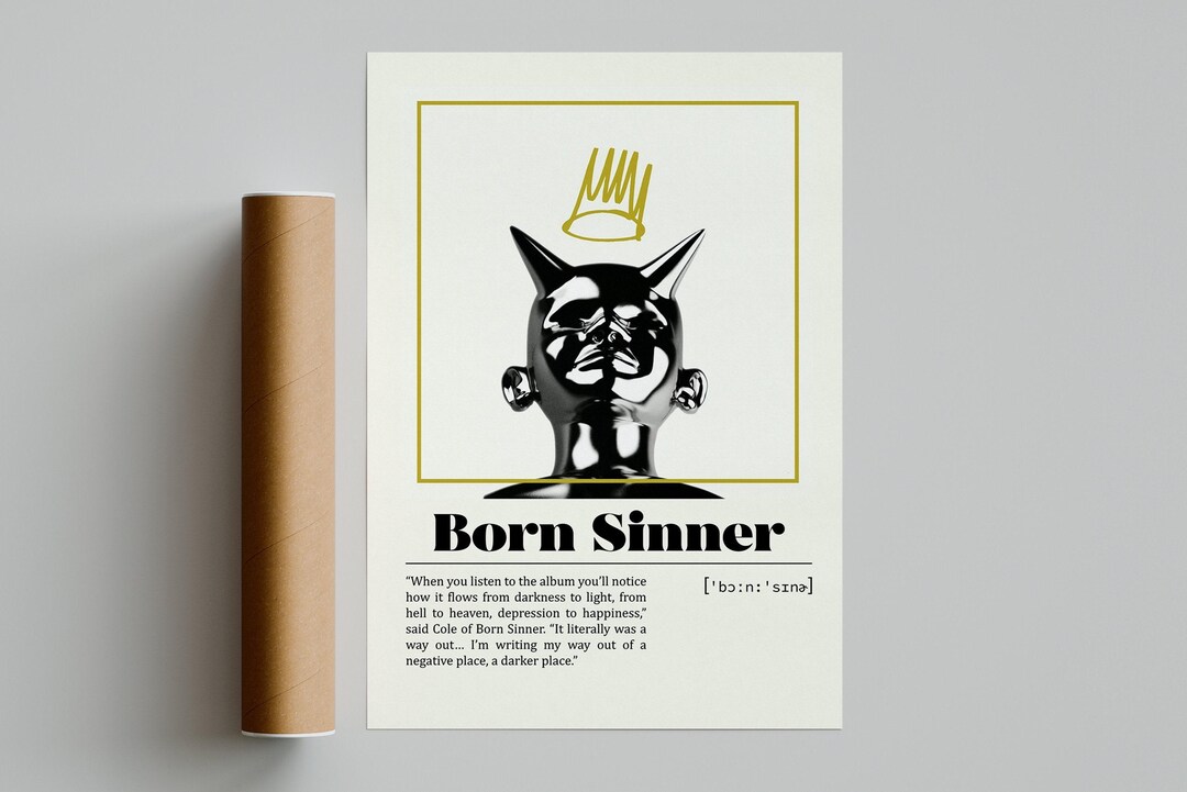 J. Cole Born Sinner Poster Minimalist Music Poster Vintage Retro Art ...