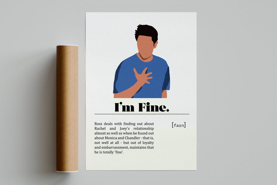 Friends Ross I'm Fine Poster Minimalist TV Show Poster Vintage Retro ...