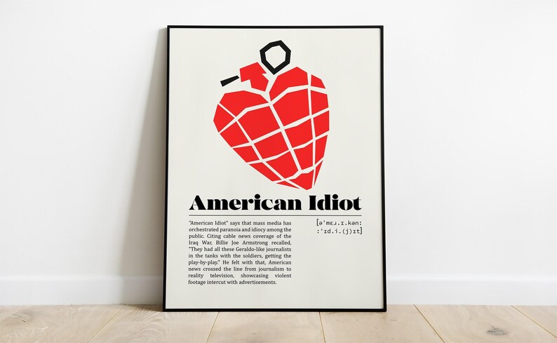 Green Day American Idiot Poster Minimalist Music Poster Vintage Retro ...