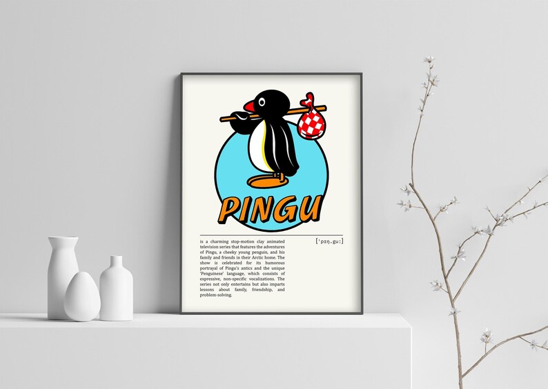 Pingu TV Show Poster Vintage Retro Art Print Custom Poster Wall Art ...