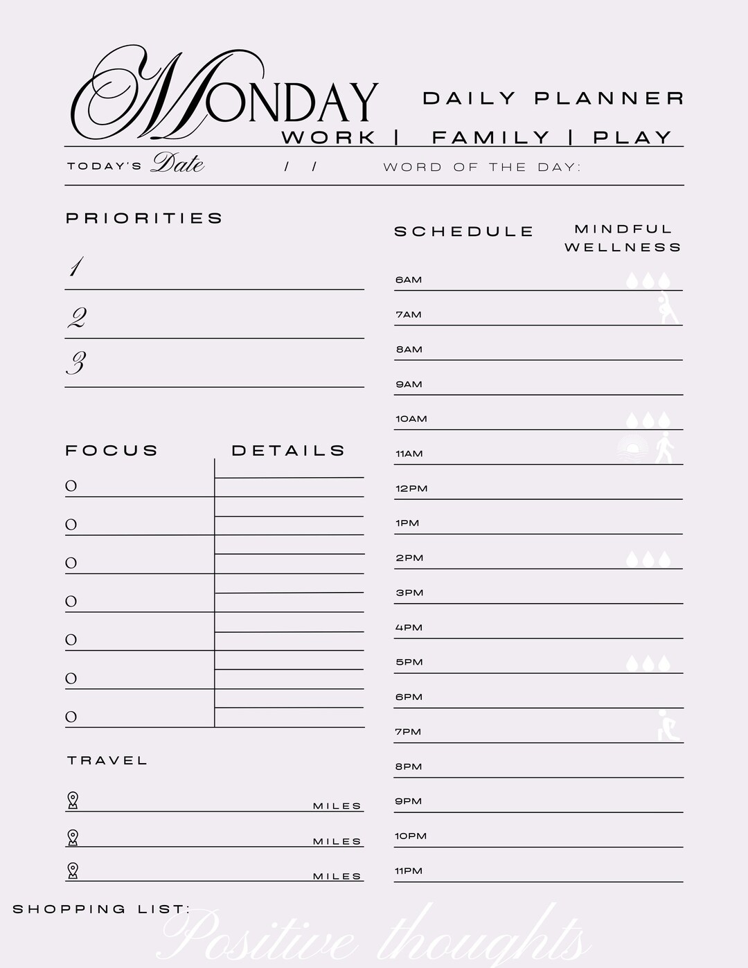 Classy Daily Focus Planner Unlimited Printing - Etsy