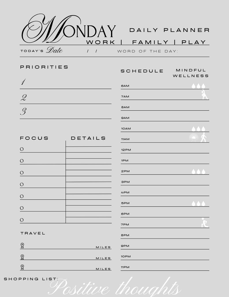 Classy Daily Focus Planner Unlimited Printing-gray - Etsy