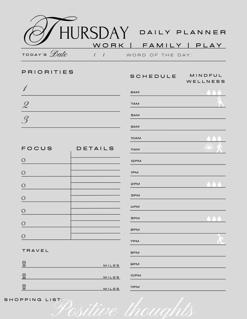 Classy Daily Focus Planner Unlimited Printing-gray - Etsy