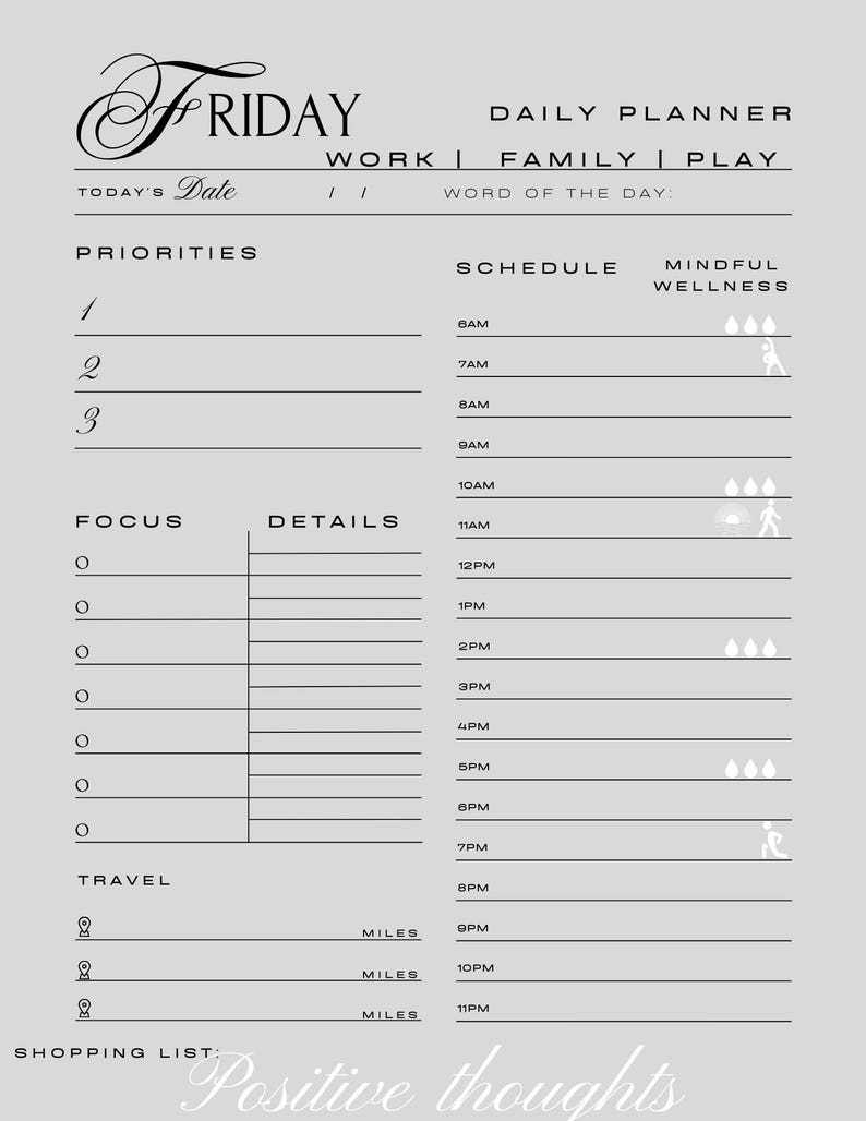 Classy Daily Focus Planner Unlimited Printing-gray - Etsy