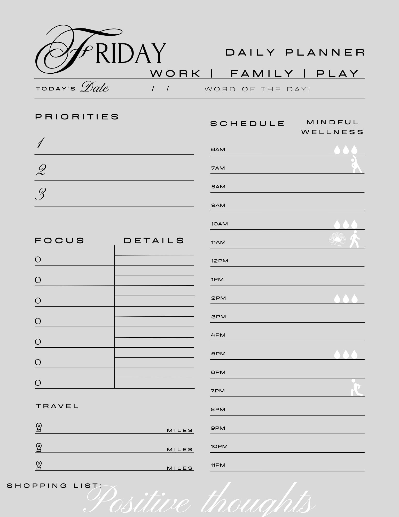 Classy Daily Focus Planner Unlimited Printing-gray - Etsy