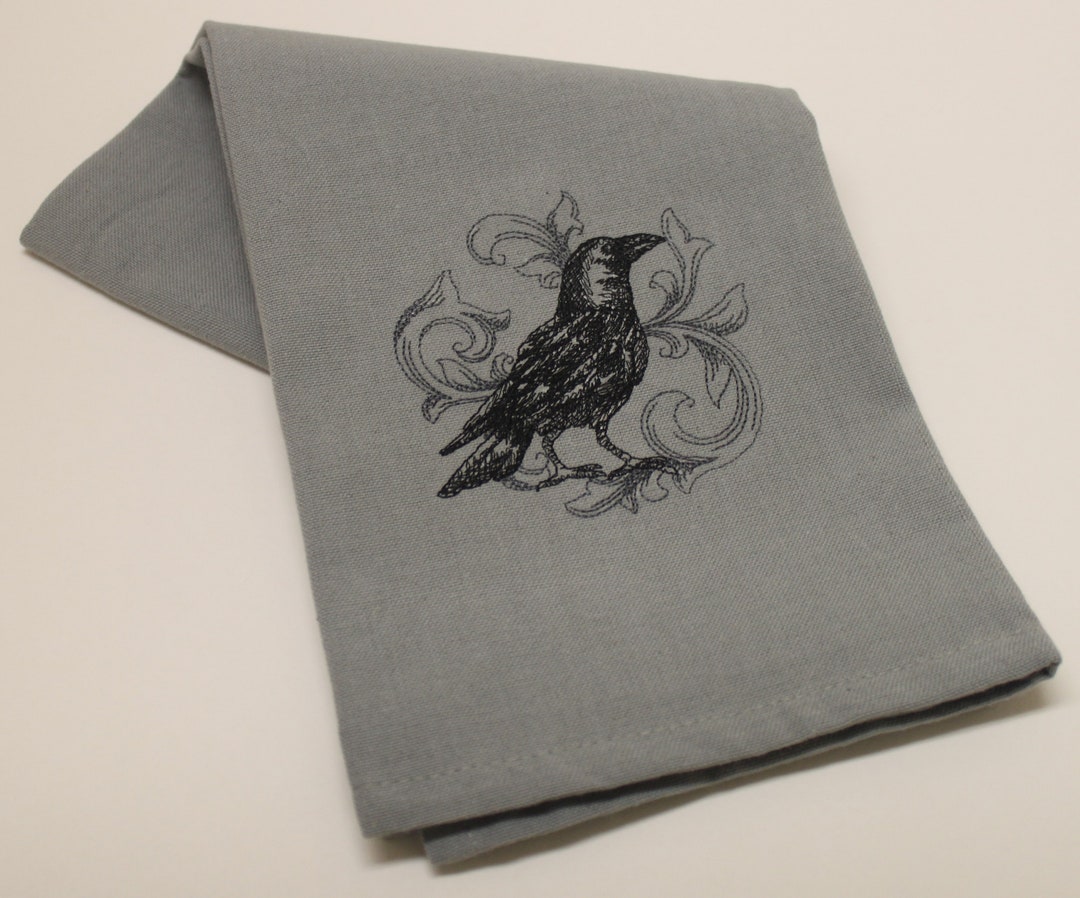 Baroque Crow Embroidered Bath Guest Kitchen Fingertip Hand Tea Towel - Etsy