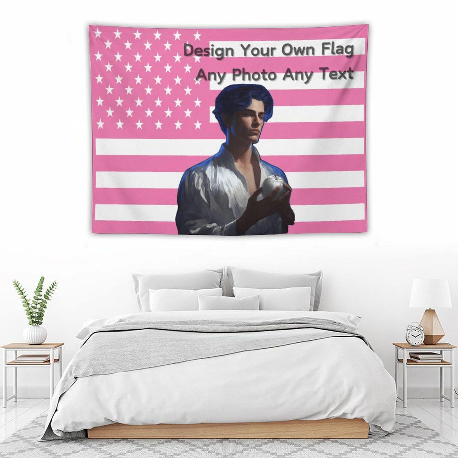 Custom Pink American Flag Birthday Tapestry – Personalized Birthday ...