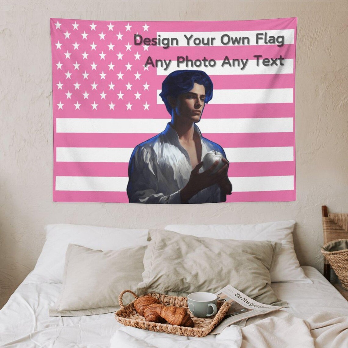 Custom Pink American Flag Birthday Tapestry – Personalized Birthday ...
