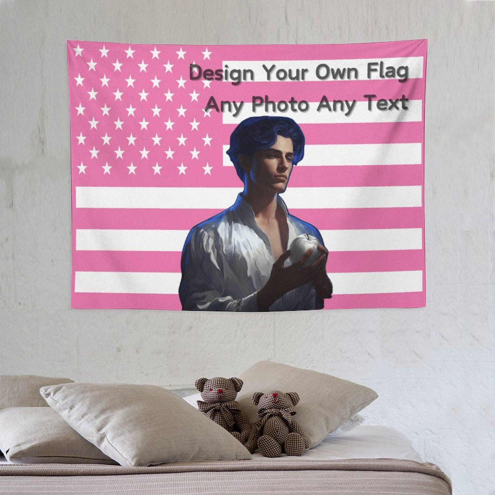 Custom Pink American Flag Birthday Tapestry – Personalized Birthday ...