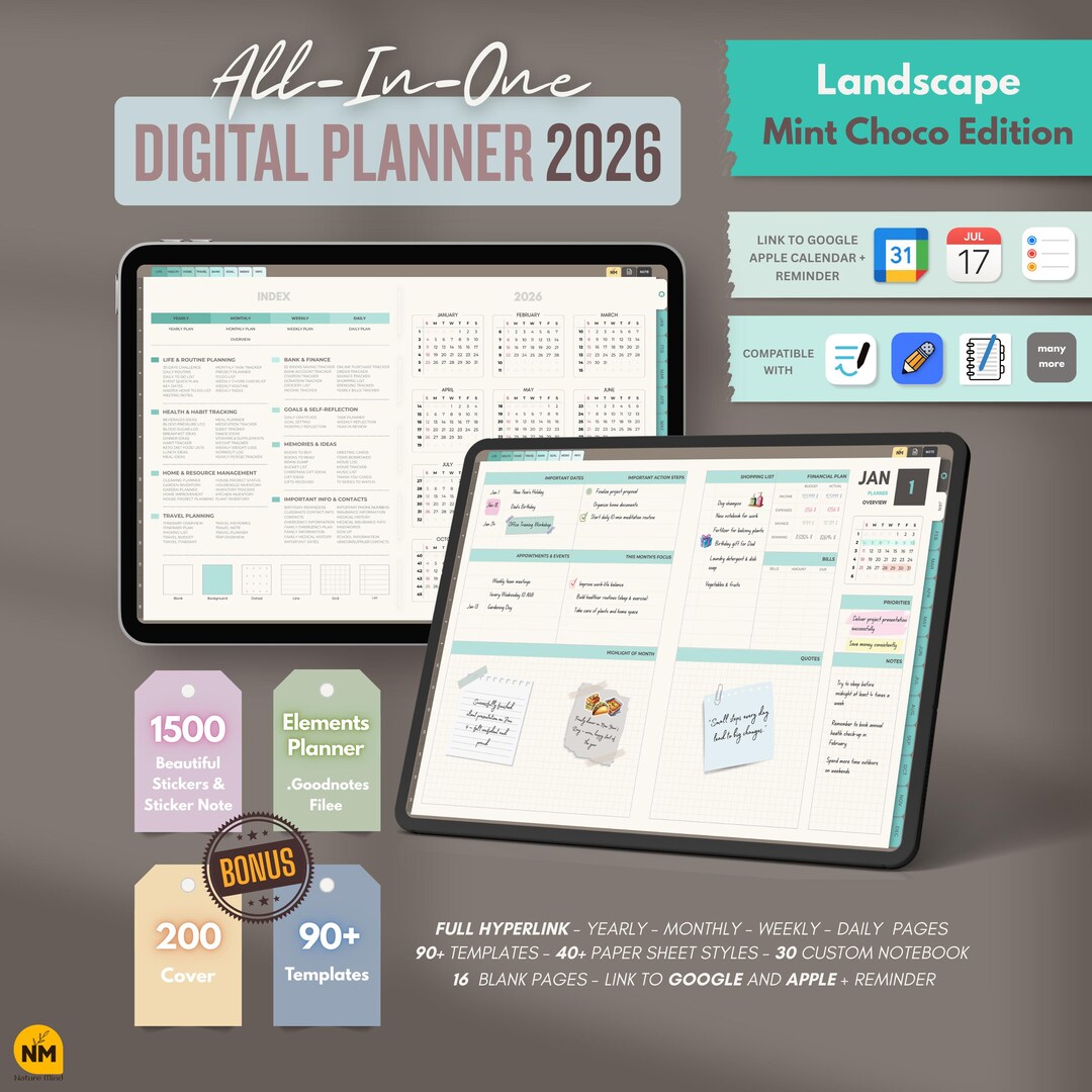 2026 Digital Planner: Hyperlinked All-in-one Life Organizer, Minimalist ...