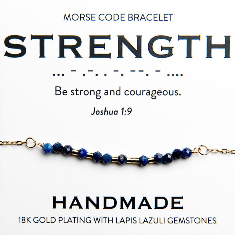 Strength Joshua 1:9 Bible Verse Morse Code Bracelet | 18K Gold Plate ...