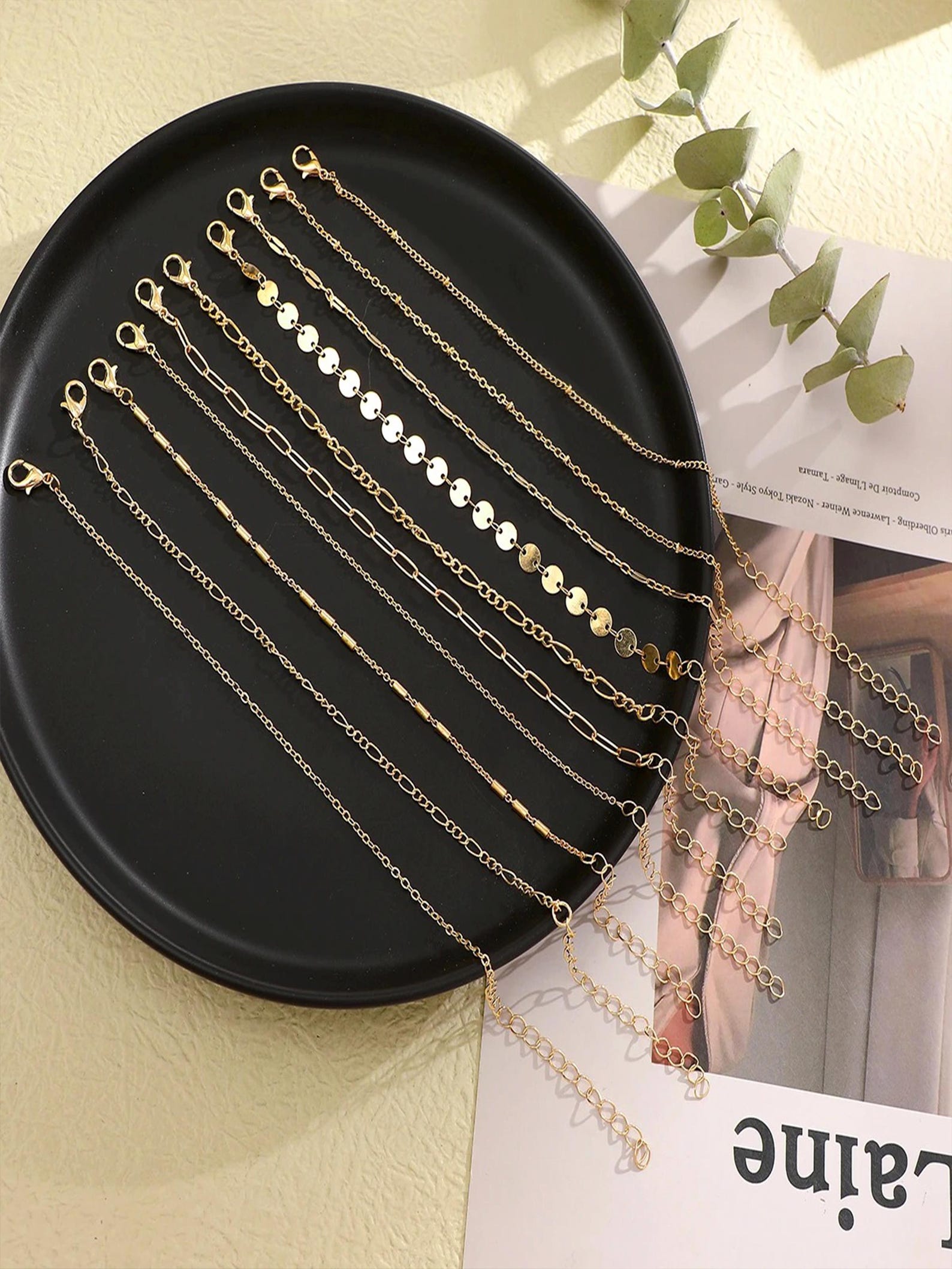 10 Pcs Dainty Gold Color Chain Bracelets Set for Women Gold Plated Link ...