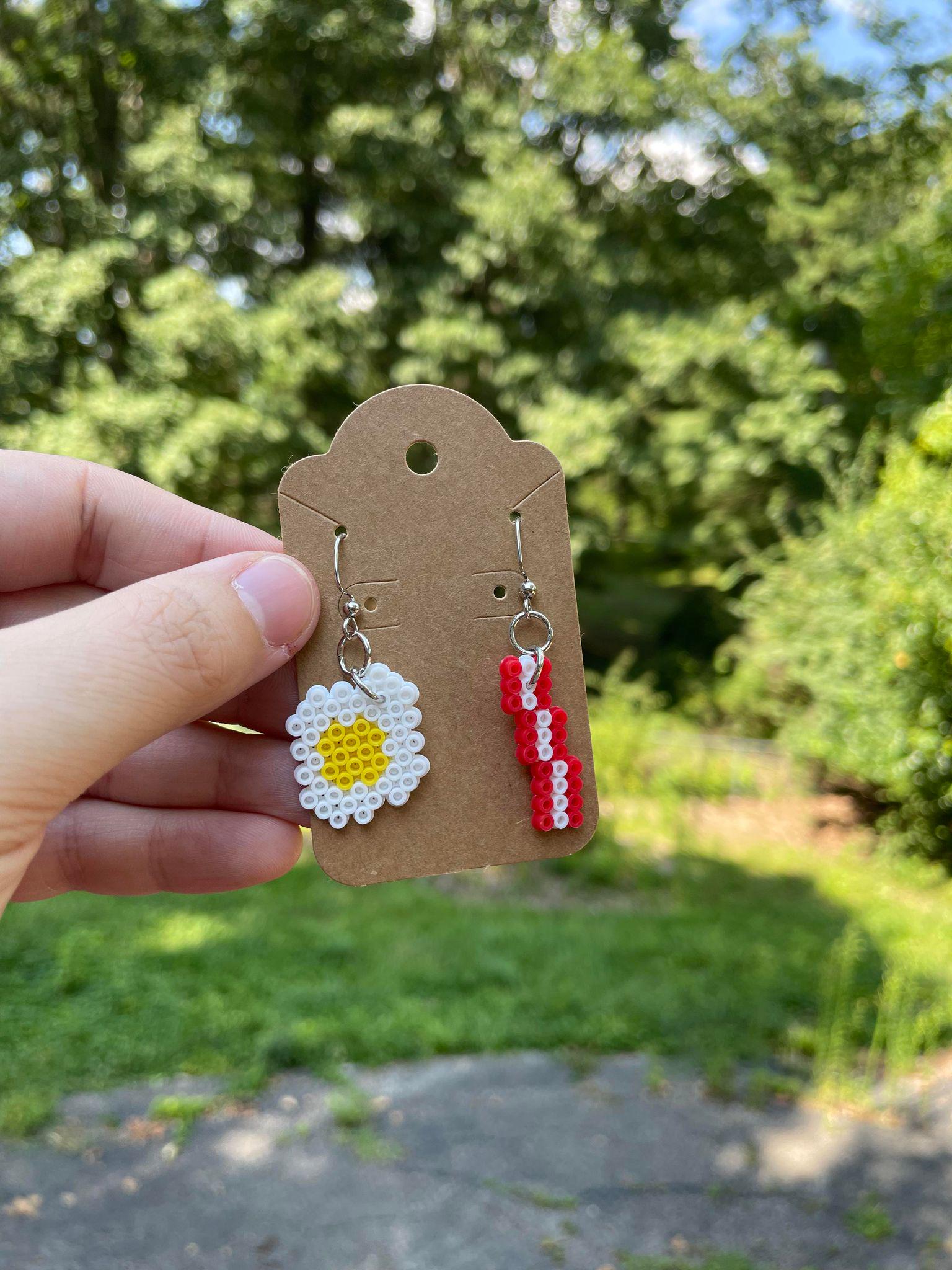 Bacon & Eggs Earrings | Mini Perler Beads | Breakfast Lovers - Etsy