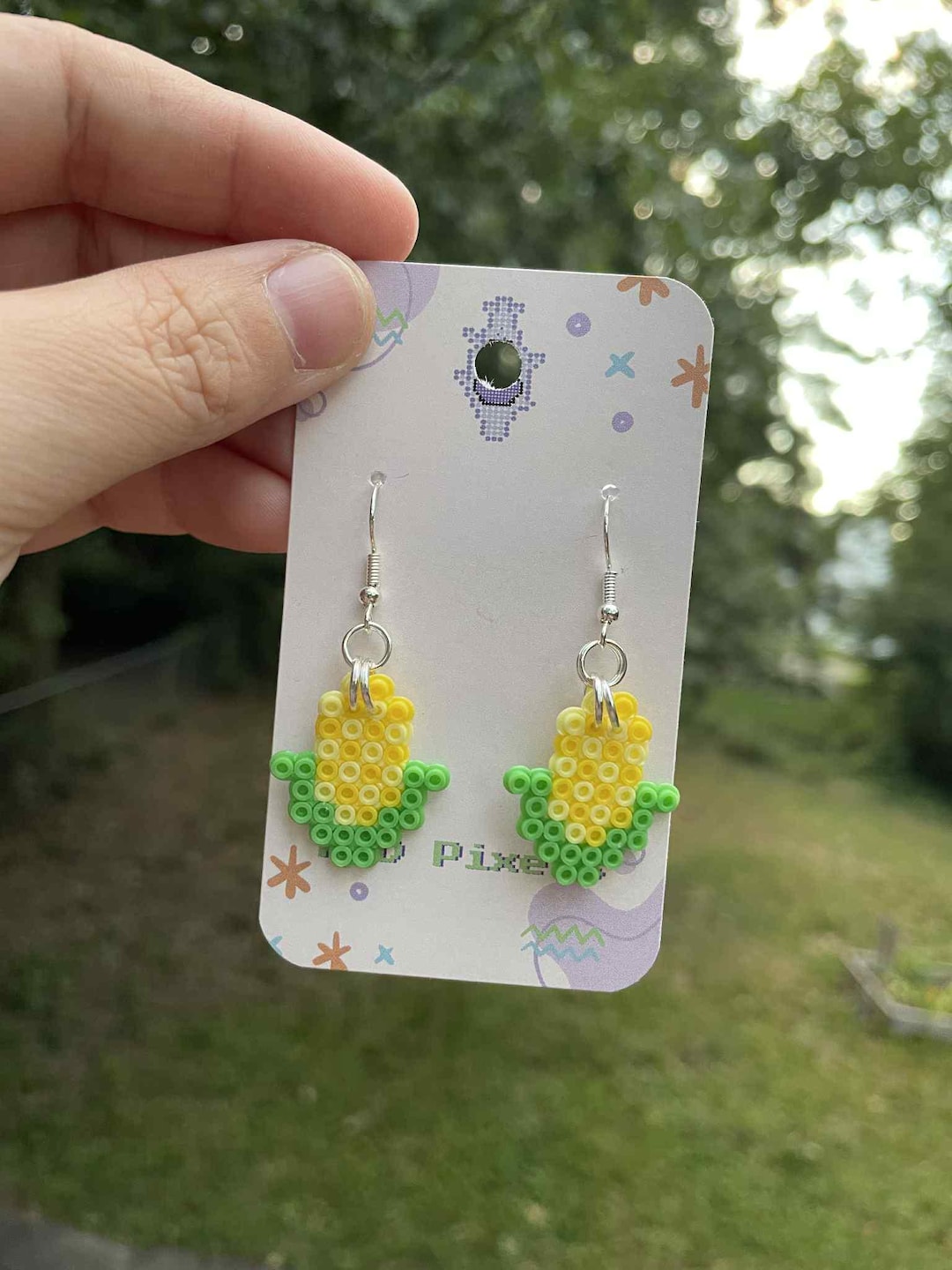 Corn Earrings | Mini Perler Bead Earrings - Etsy