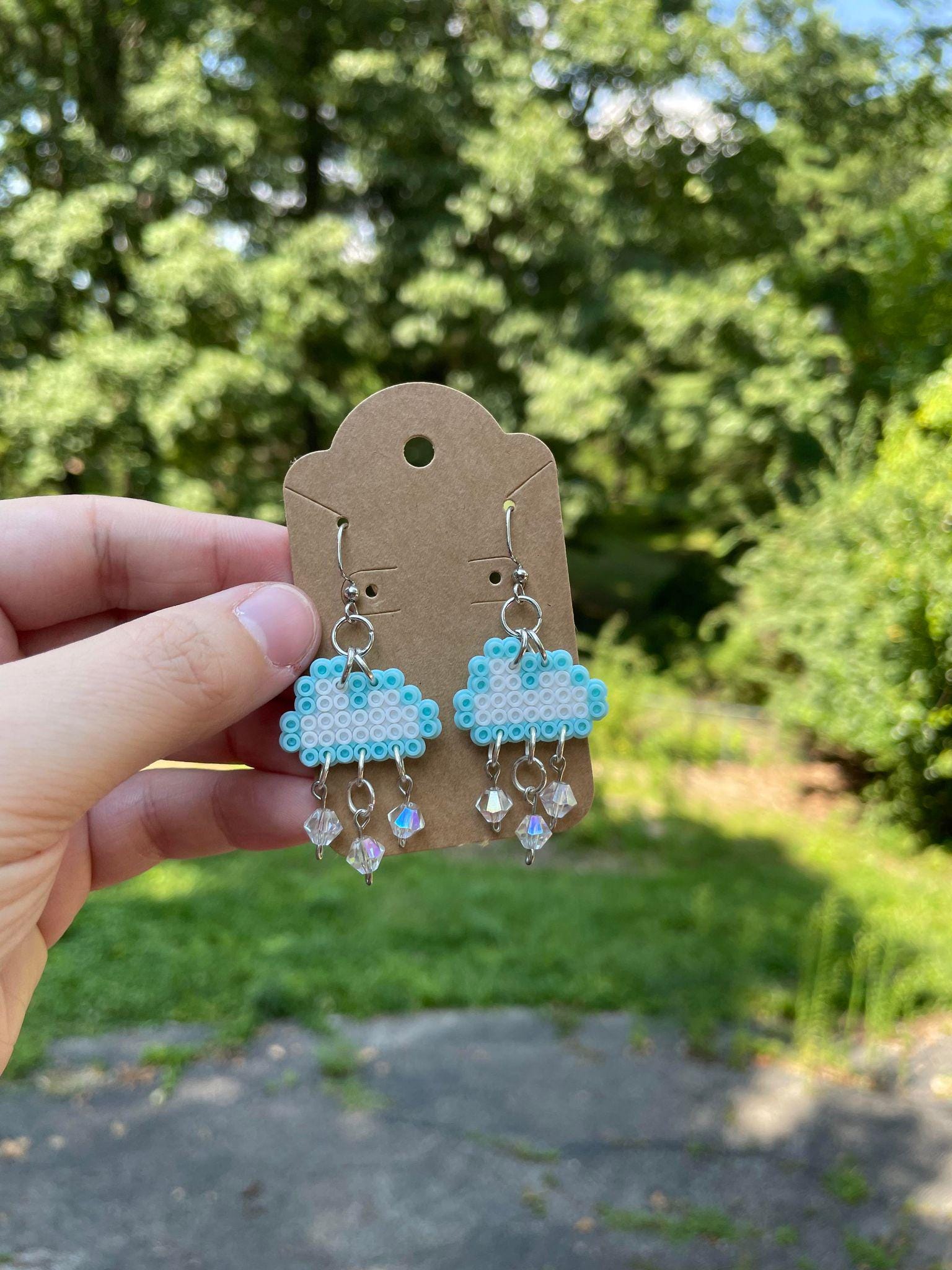 Cloud Earrings | Mini Perler Beads | Weather Lovers - Etsy