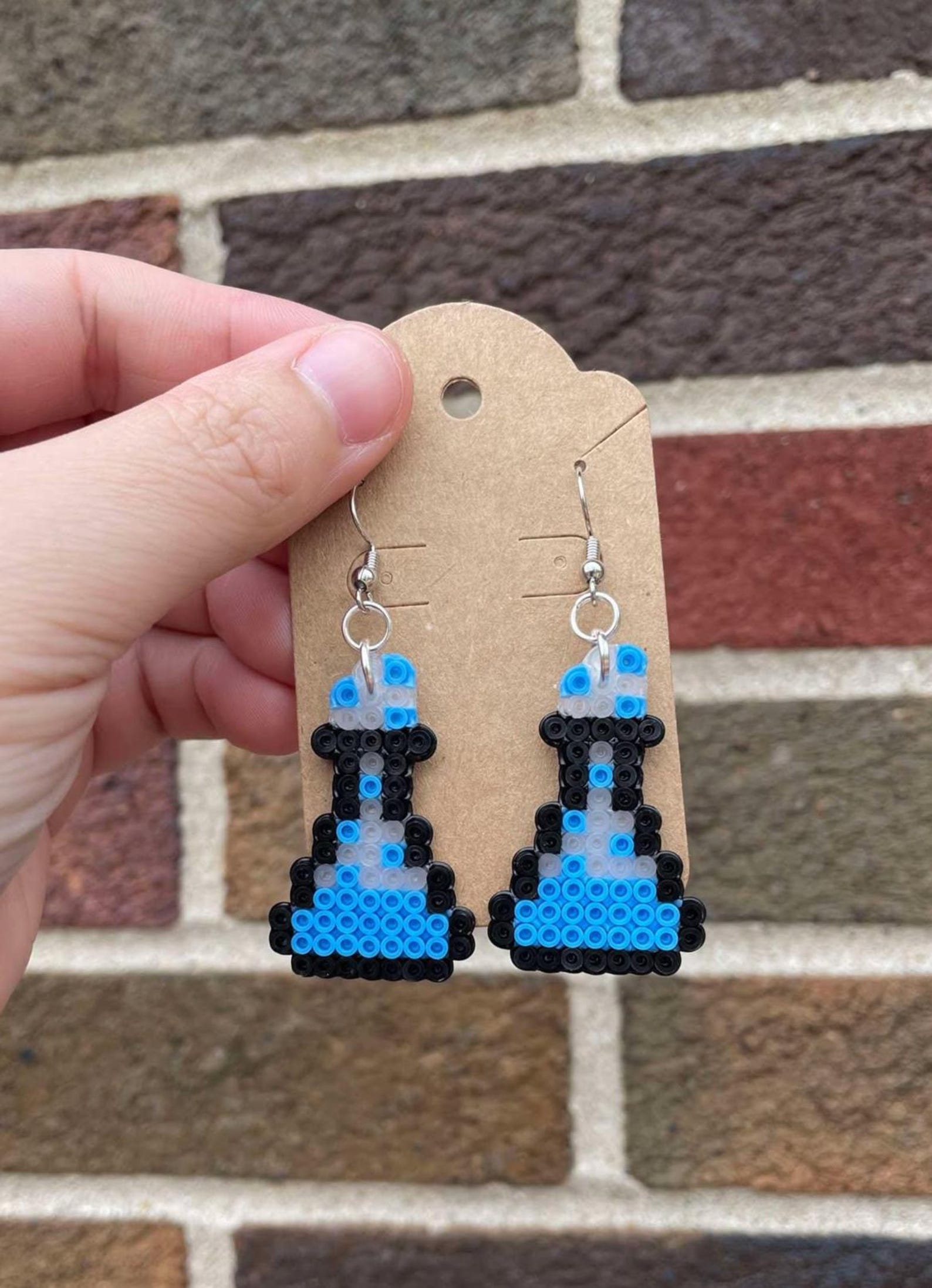 Beaker Earrings | Mini Perler Beads | Science Earrings - Etsy