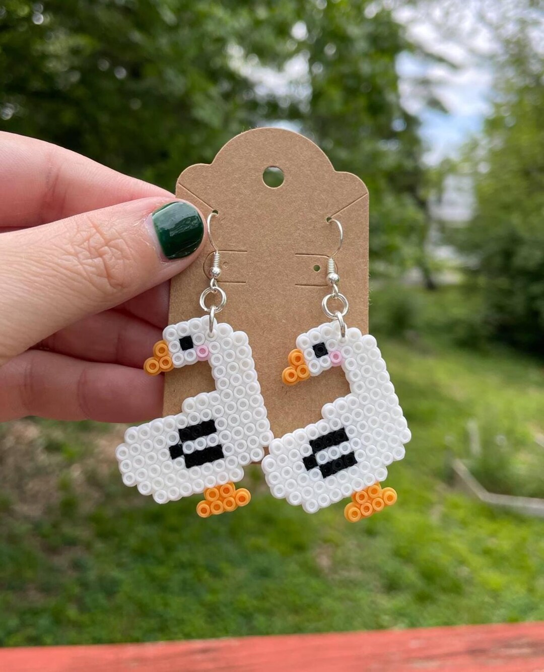 Silly Goose Earrings | Mini Perler Beads | Cottagecore Earrings - Etsy