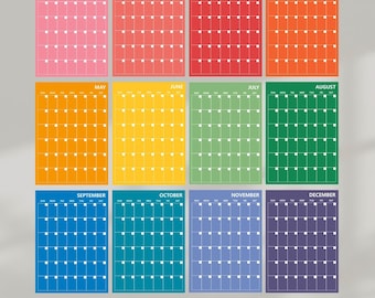 Large Monthly Wall Calendar Printable Bright, Undated Wall Calendar ...