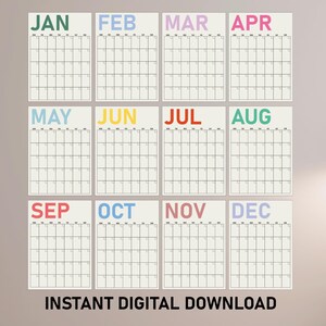 Large Monthly Wall Calendar A4 A3 Size, Undated Wall Planner ...