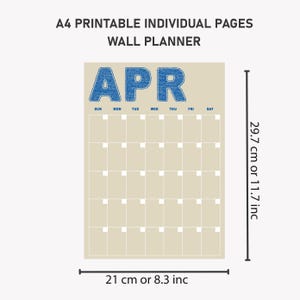 Large Monthly Wall Calendar Printable Bright, Undated Wall Calendar ...