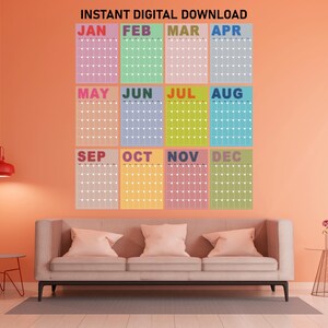 Large Monthly Wall Calendar Printable Bright, Undated Wall Calendar ...