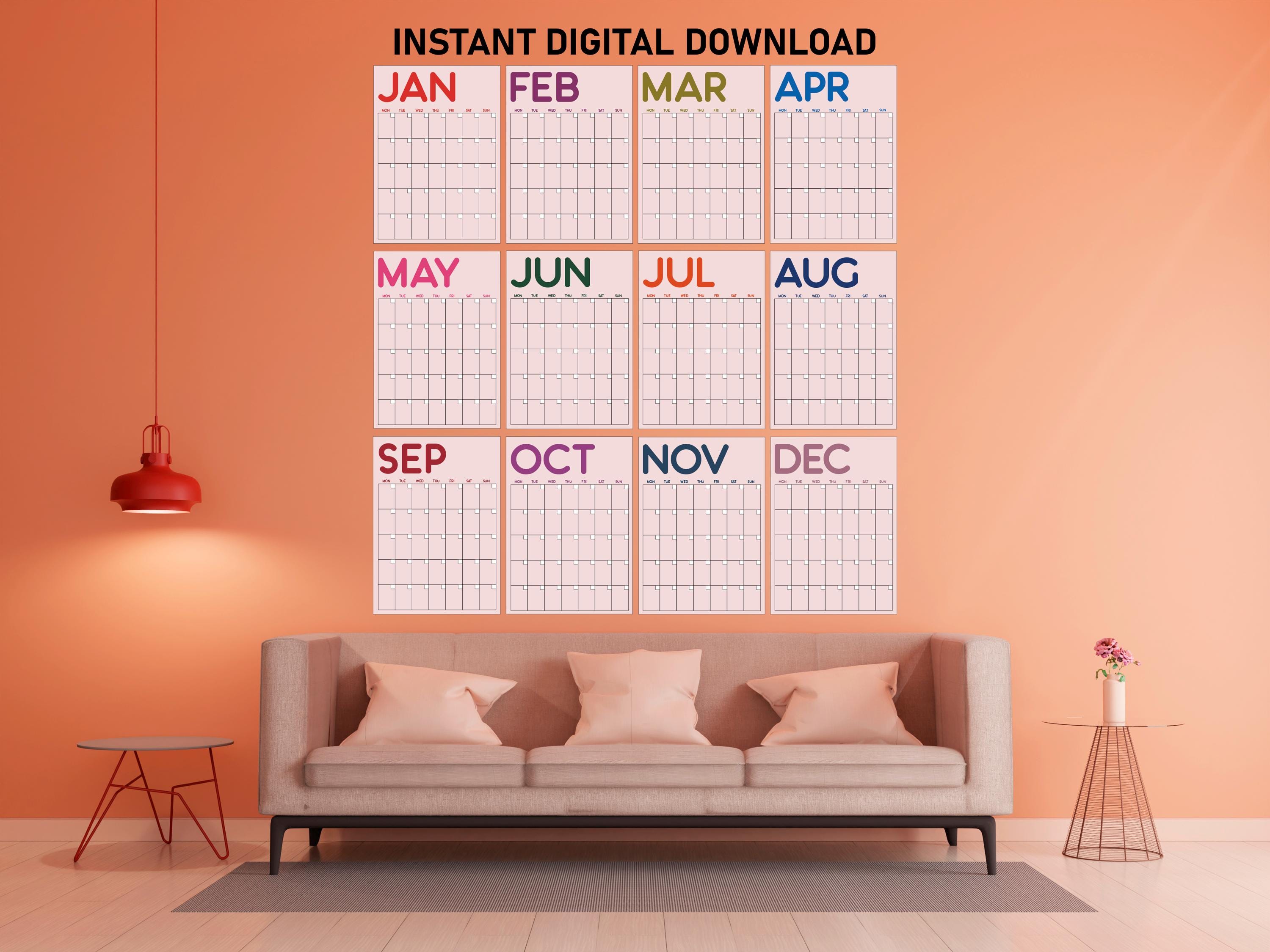 Large Monthly Wall Calendar A4 A3 Size, Undated Wall Planner ...
