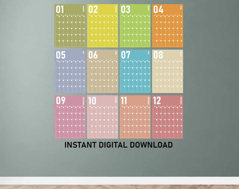 Large Monthly Wall Calendar A4 A3 Size, Undated Wall Calendar ...