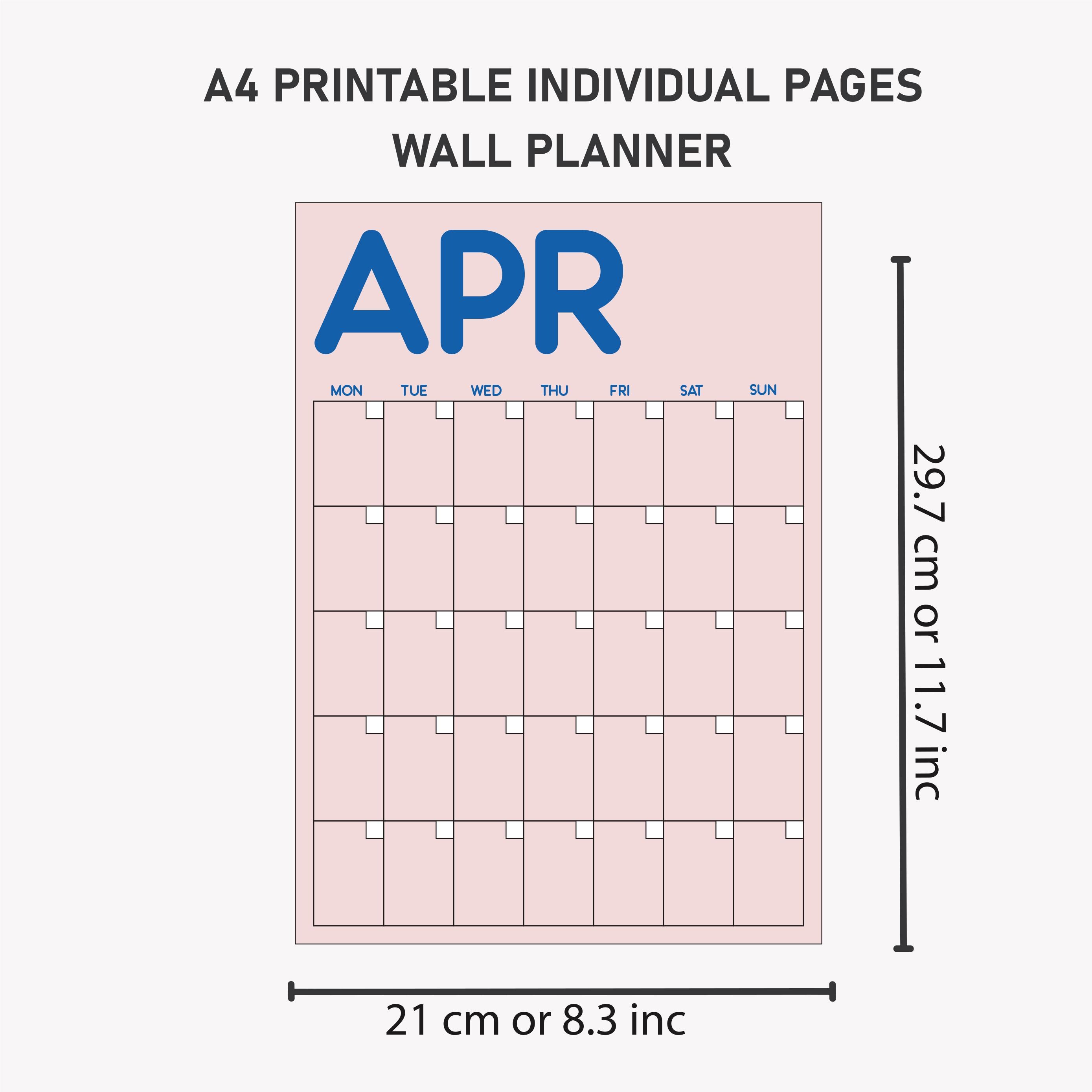 Large Monthly Wall Calendar A4 A3 Size, Undated Wall Planner ...