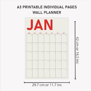 Large Monthly Wall Calendar A4 A3 Size, Undated Wall Calendar ...