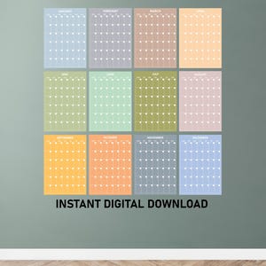 Large Monthly Wall Calendar Printable Bright, Pastel Wall Planner 2025 ...
