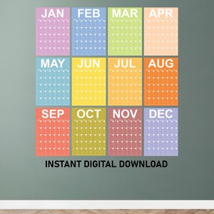 Large Monthly Wall Calendar Printable Bright, Pastel Wall Planner 2025 ...