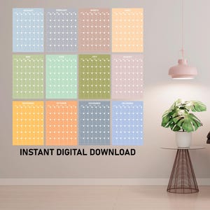 Large Monthly Wall Calendar Printable Bright, Pastel Wall Planner 2025 ...