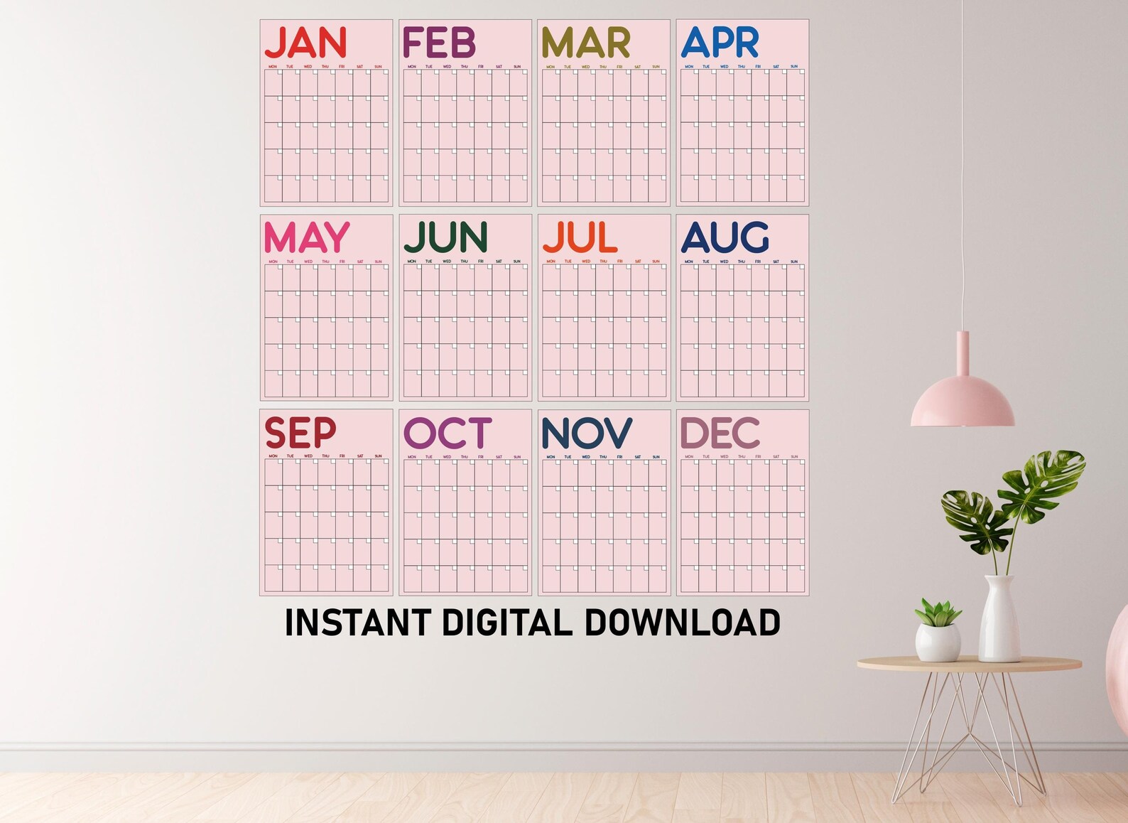 Large Monthly Wall Calendar A4 A3 Size, Undated Wall Planner ...