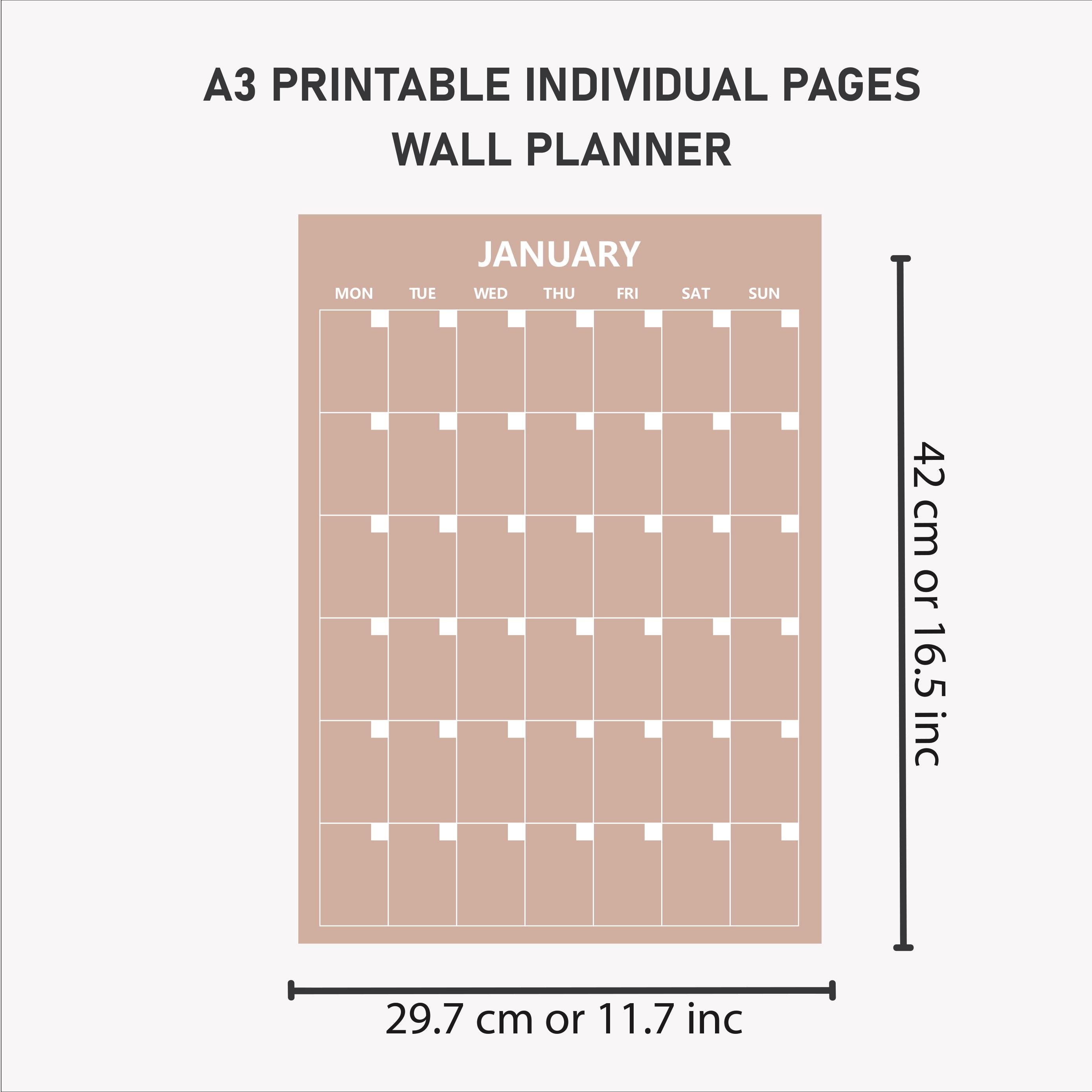 Large Monthly Wall Planner A3 A4 PDF, Pastel Wall Calendar, Undated ...