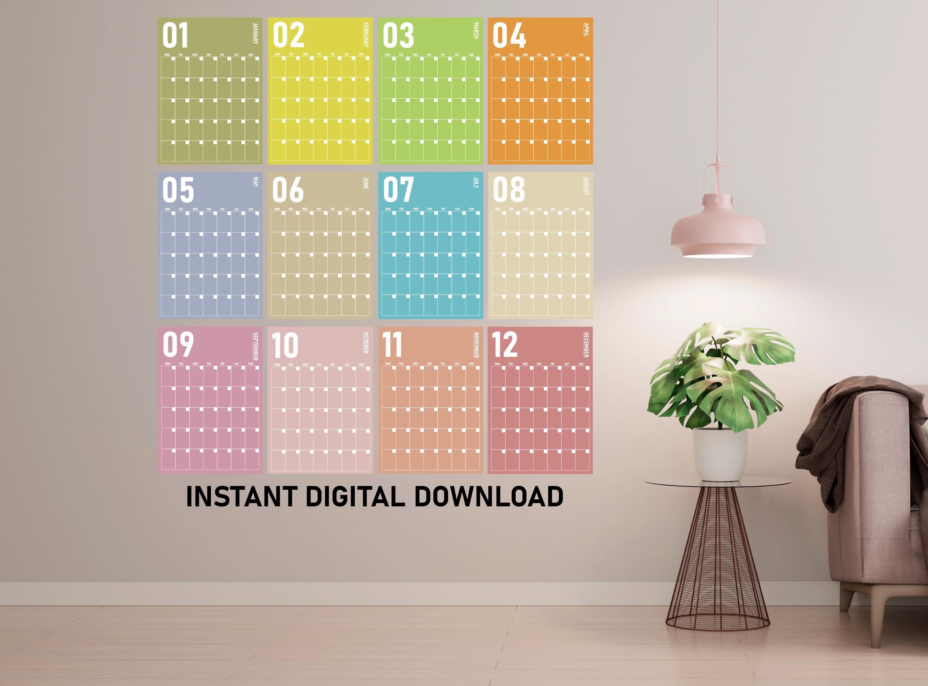 Large Monthly Wall Calendar A4 A3 Size, Undated Wall Calendar ...