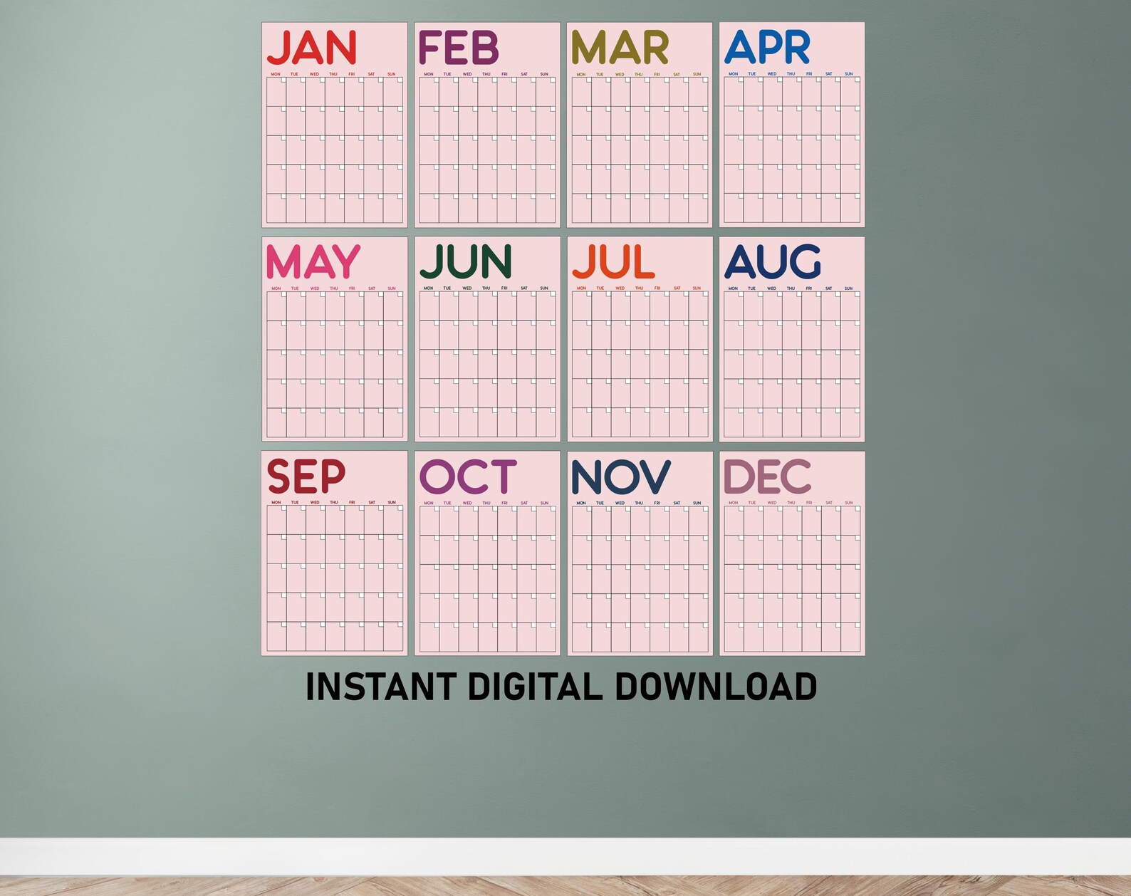 Large Monthly Wall Calendar A4 A3 Size, Undated Wall Planner ...