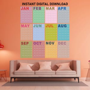 Large Monthly Wall Calendar Printable Bright, Undated Wall Calendar ...