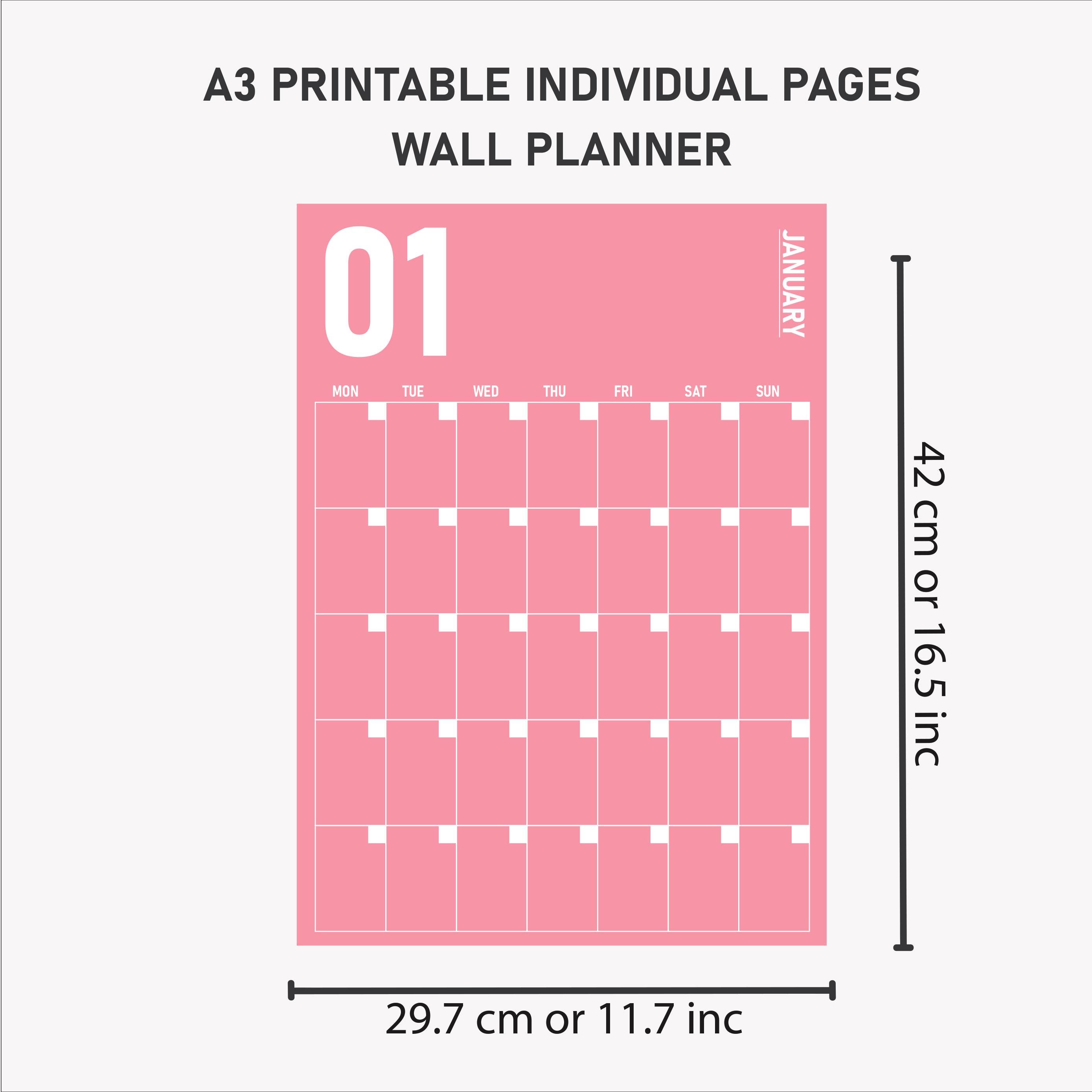 Large Monthly Wall Calendar A4 A3 Size, Undated Wall Calendar ...