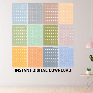 Large Monthly Wall Calendar Printable Bright, Pastel Wall Planner 2025 ...