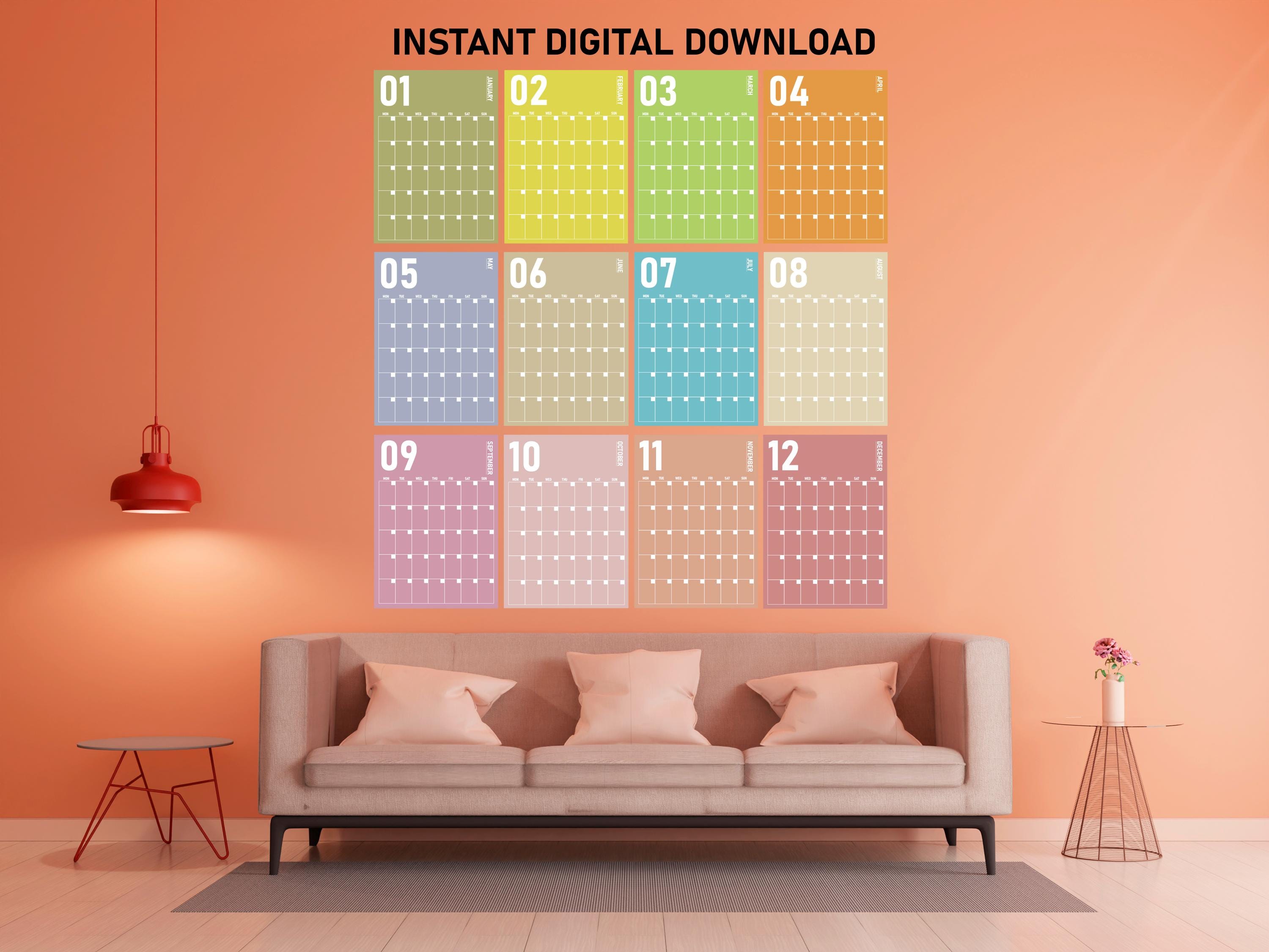 Large Monthly Wall Calendar A4 A3 Size, Undated Wall Calendar ...