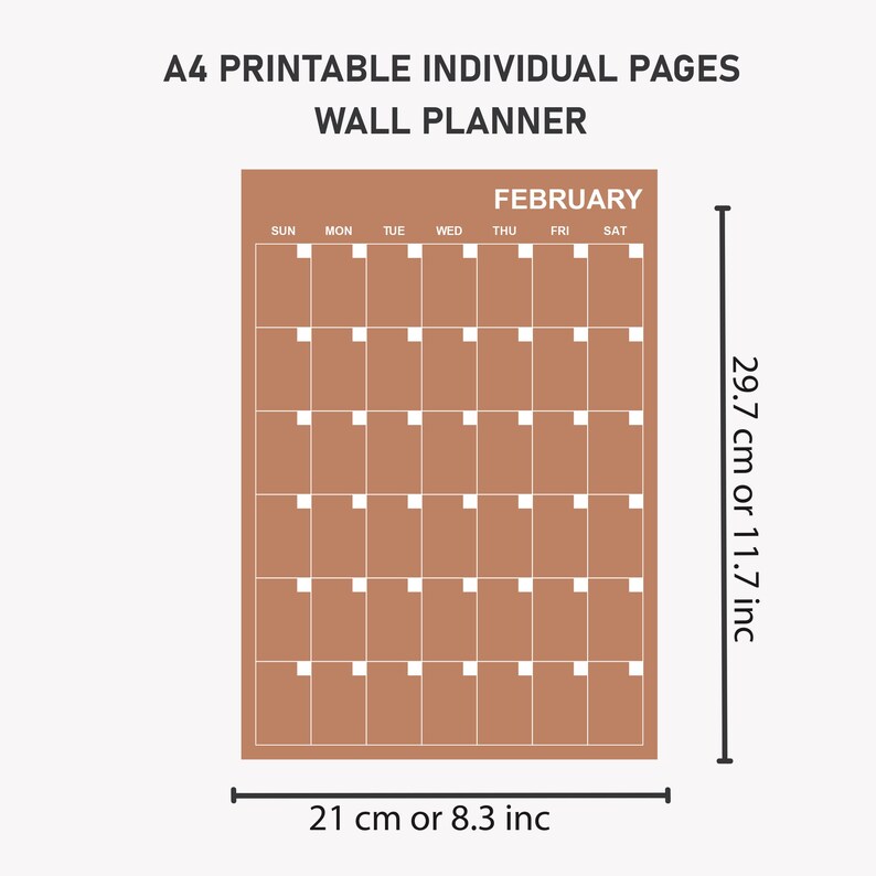 Large Monthly Wall Calendar Printable Bright, Pastel Wall Planner 2025 ...