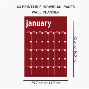 Large Monthly Wall Calendar A3 A4 PDF, Yearly Wall Calendar, Undated ...